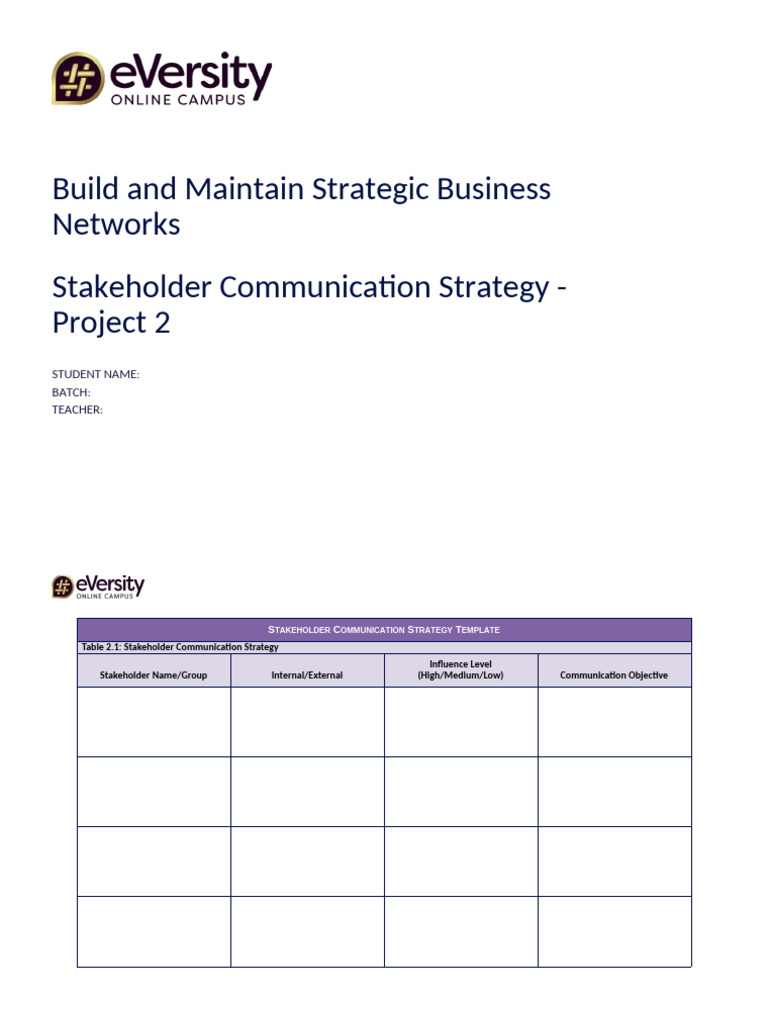 TWK601 EVT-001 Build and Maintain Strategic Business Networks - Project 2 Template V1.0 | PDF