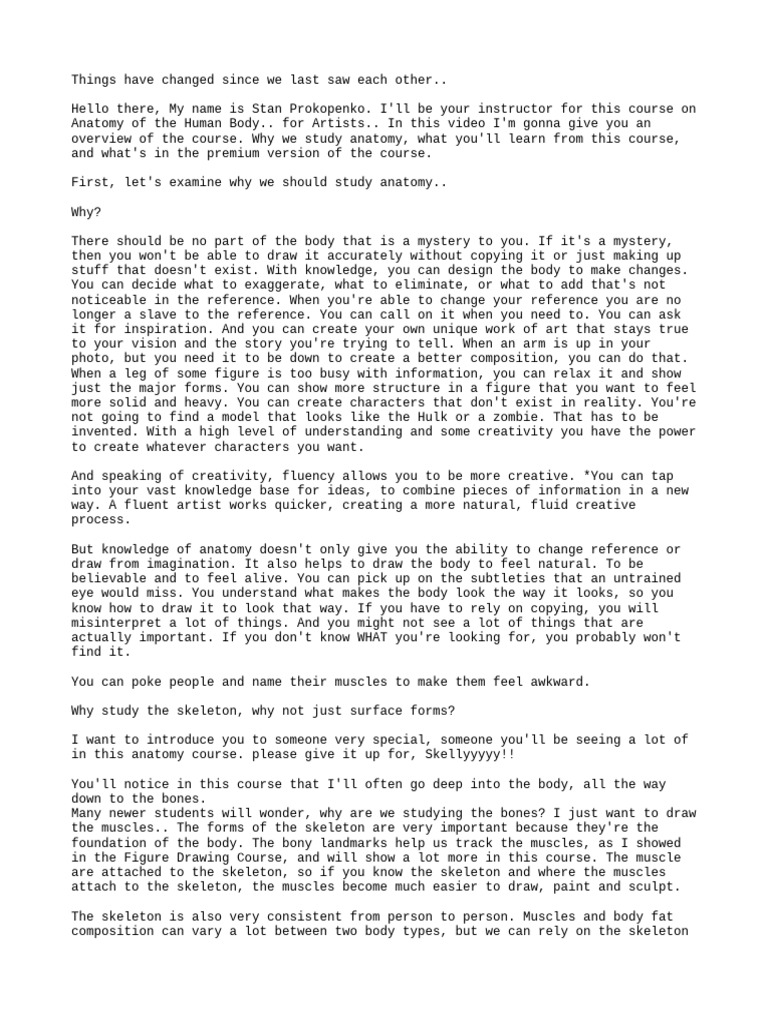 Introduction To Human Anatomy Premium Transcript | PDF | Skeleton | Anatomy