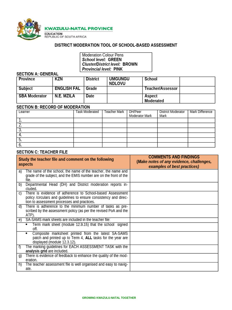 District School Assessment Moderation Guide | PDF | Educational ...