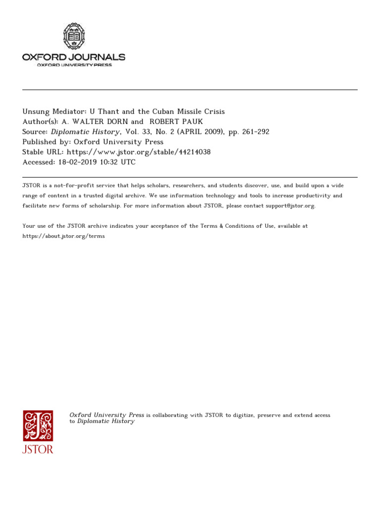 U Thant's Role in the Cuban Crisis | PDF | John F. Kennedy | Cuban ...