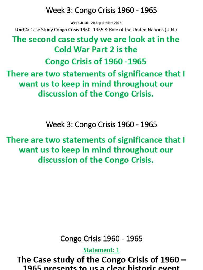Power Points Slides Congo Crisis 1960 To 1965 Unit 4 Week 3 Sept 2024 ...