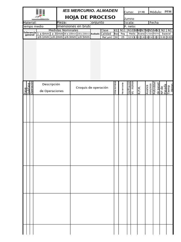 Modelo Hoja de Proceso | PDF
