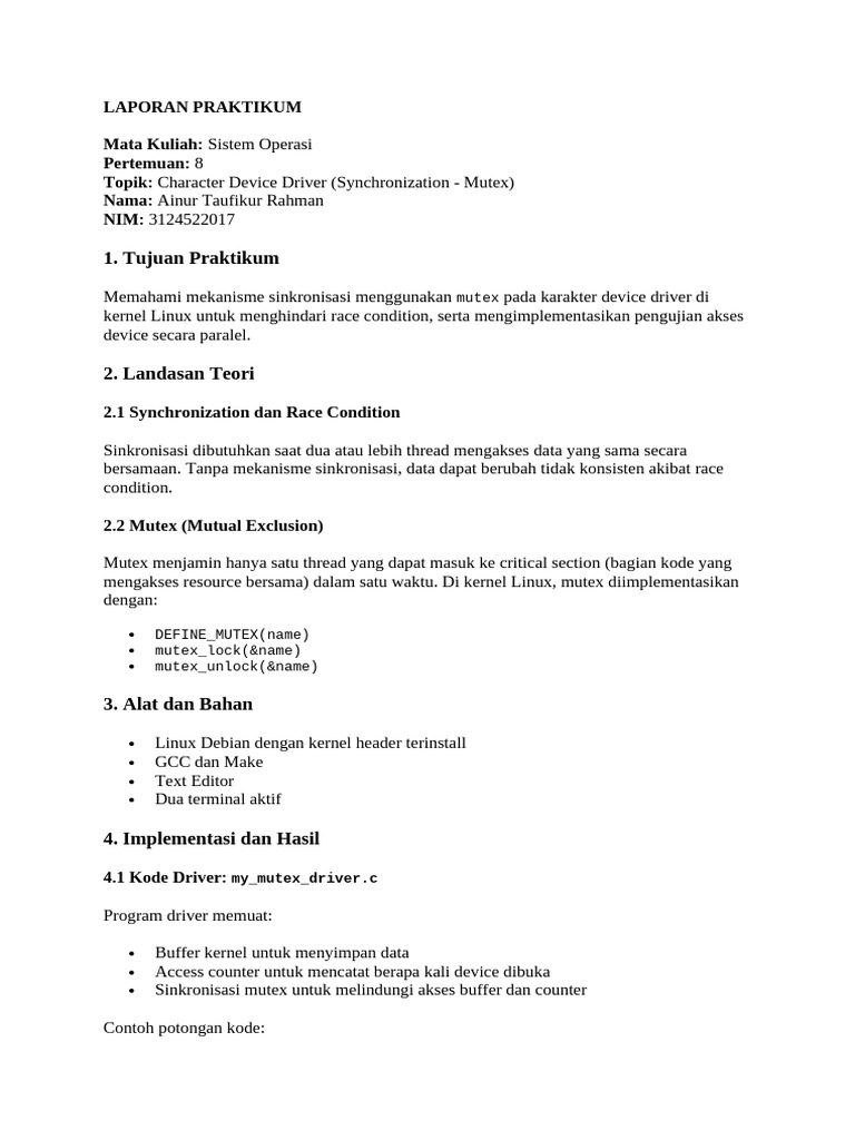 Ainur Taufikur Rahman..LAPRAK 8 | PDF