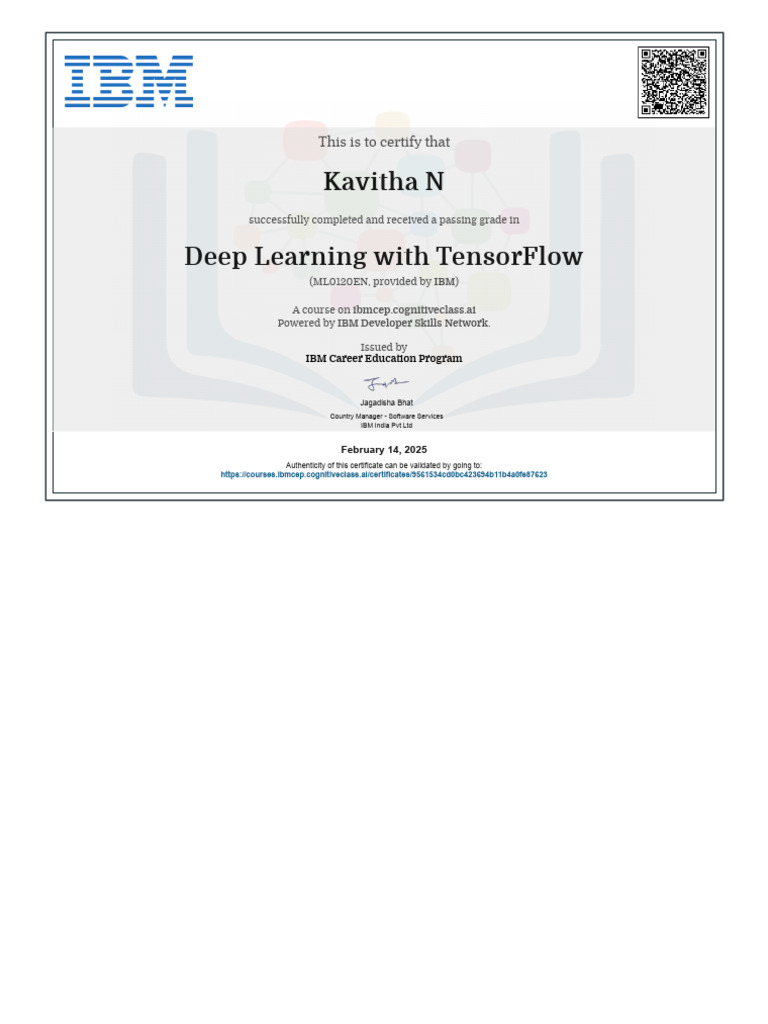 IBM Career Education Certificate in Deep Learning | PDF