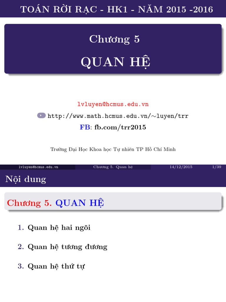 TRR - CNTT - HK1 - 2015 - Chuong 5 - Quan He | PDF