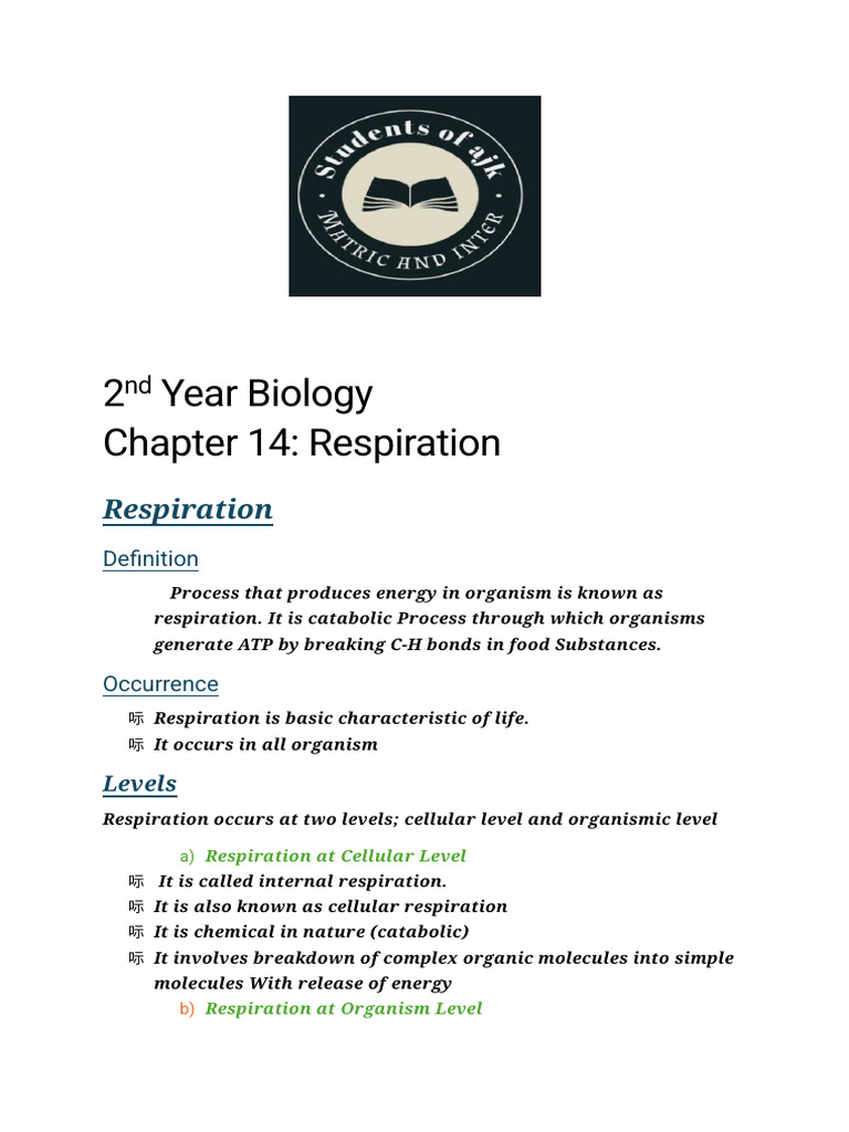 2nd Year Biology Chpter 1 (Soajk) | PDF | Lung | Human Nose