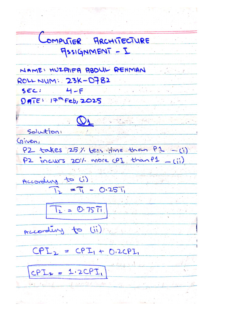 23k-0782 4-F Computer Architecture Assignment1 | PDF