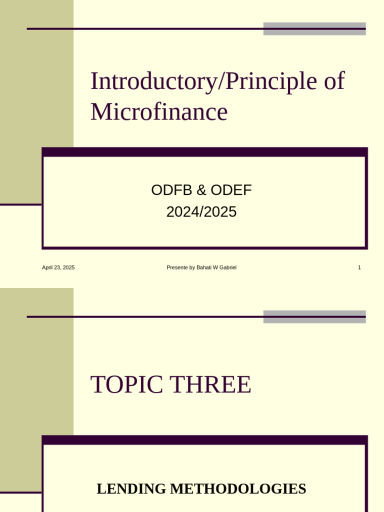 TOPIC 3 - Lending Methodology-1 | PDF | Loans | Microfinance