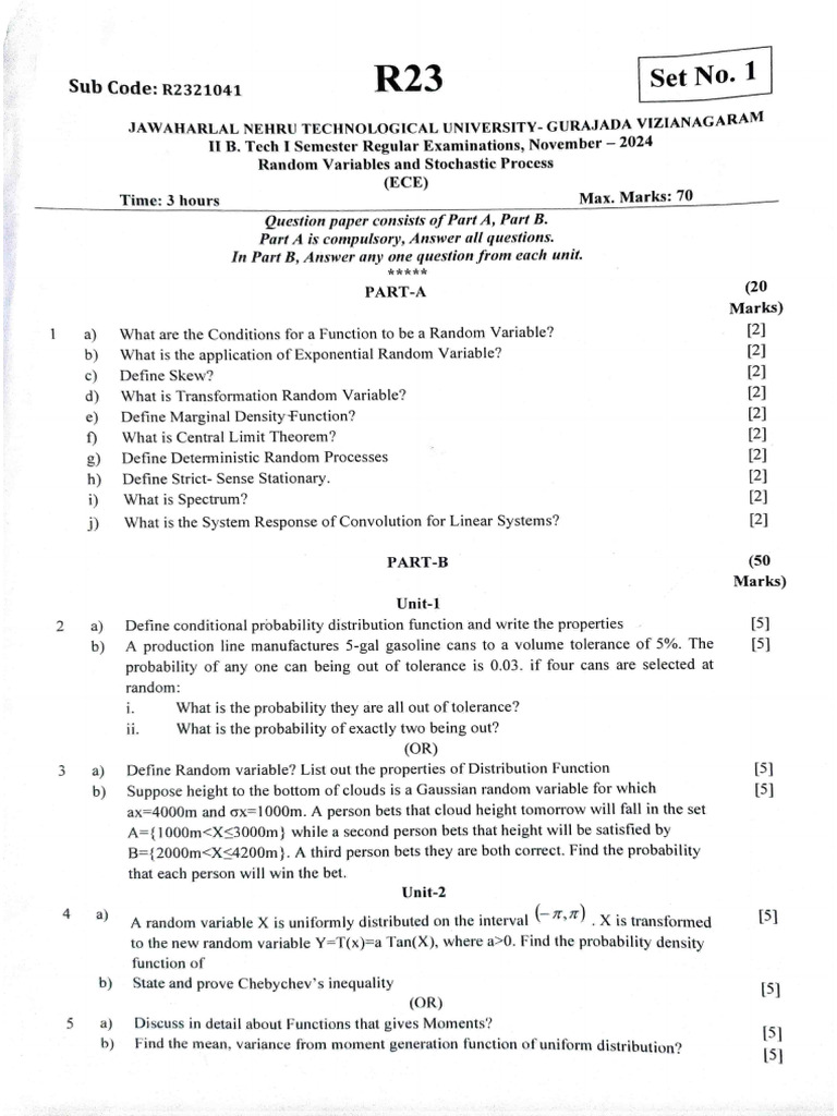Jntu-Gv r23 2-1 Ece Question Papers 2024 | PDF