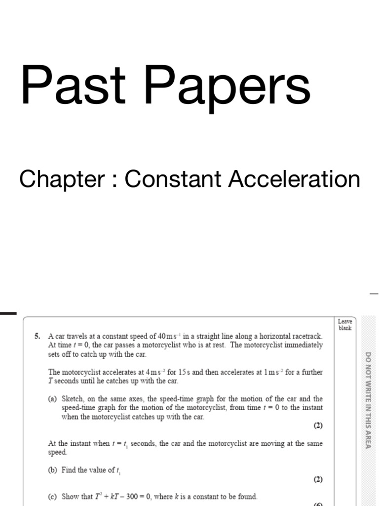 Past Papers Chapter - Constant Acceleration (STD) | PDF | Mechanical Engineering | Applied And ...