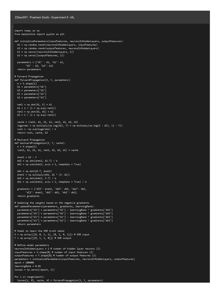 XOR Neural Network Implementation | PDF | Applied Mathematics ...