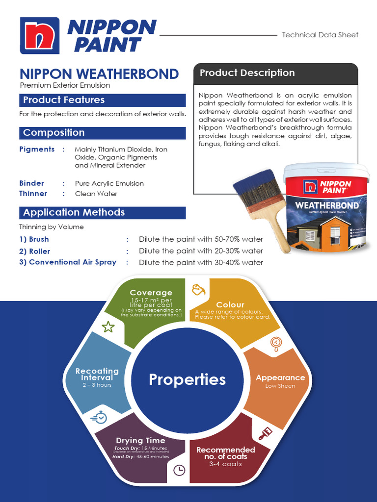 Nippon Weatherbond Technical Data Sheet | PDF | Paint | Materials