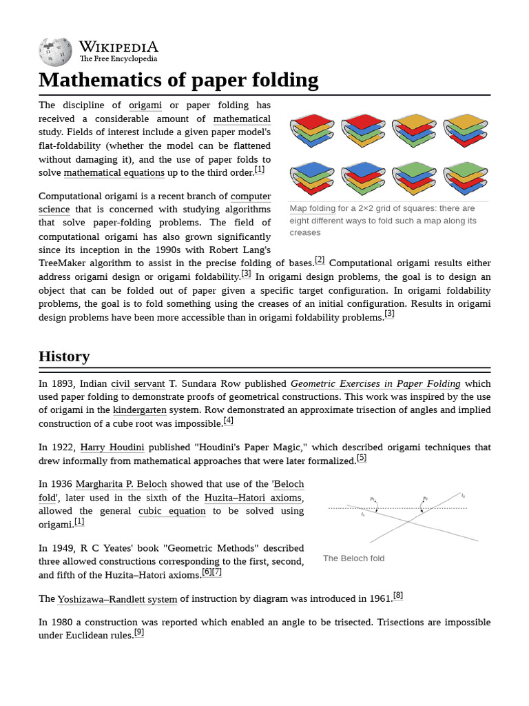 Mathematical Concepts in Origami | PDF | Mathematics | Paper Folding