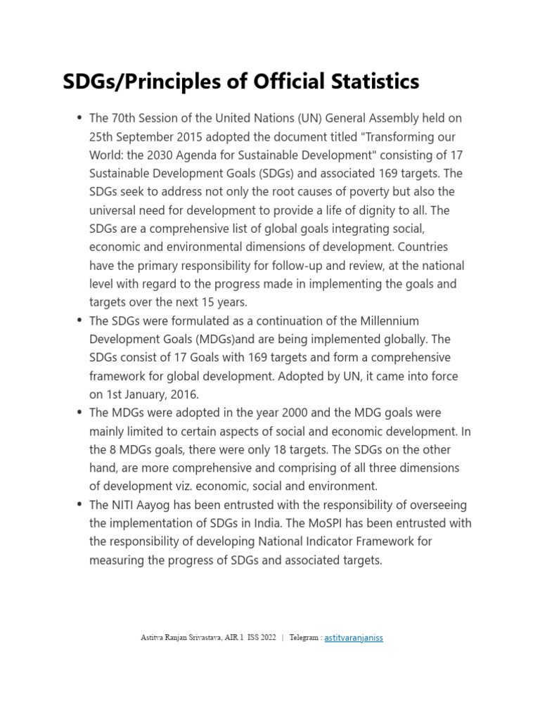 17.SDGs_Principles of Official Statistics | PDF | Millennium Development Goals | Official Statistics