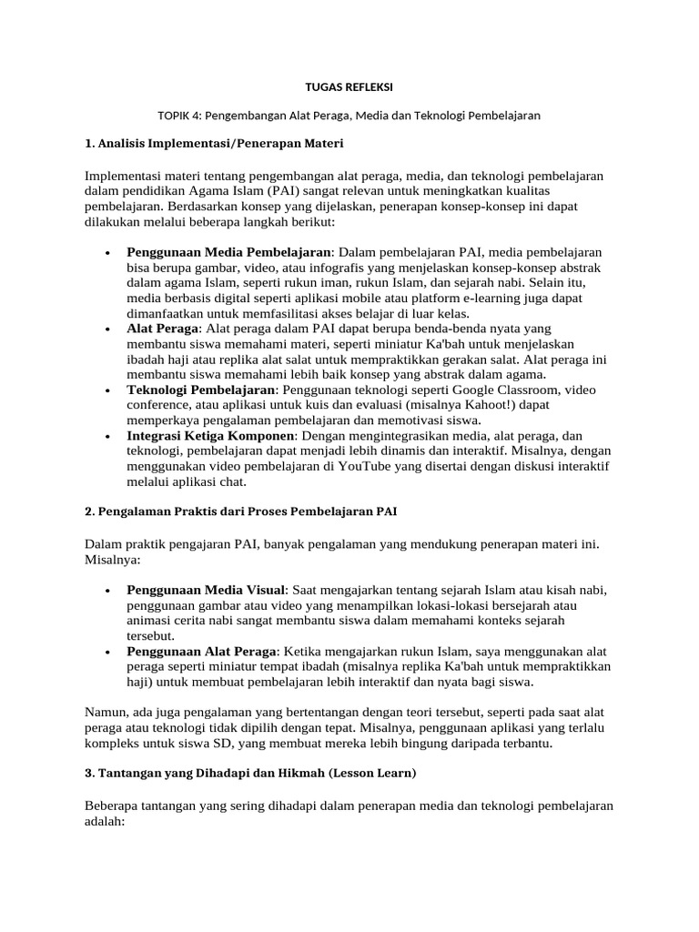 Topik 4 Tugas Refleksi PPP | PDF