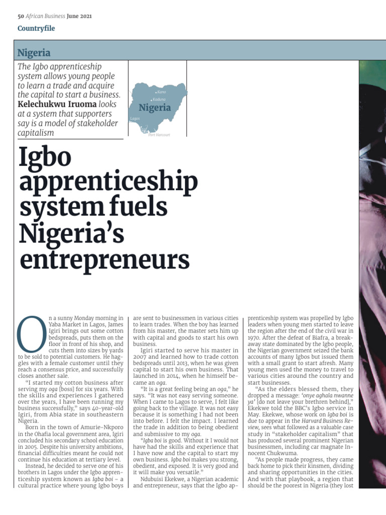 Igbo Apprenticeship System Fue | PDF | Nigeria | Igbo People