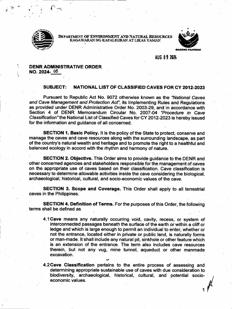 National List of Classified Caves - Dao2024-08 | PDF