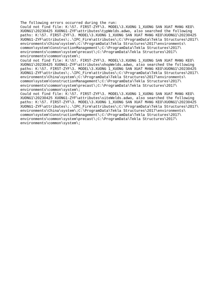 Tekla Structures File Not Found Errors | PDF