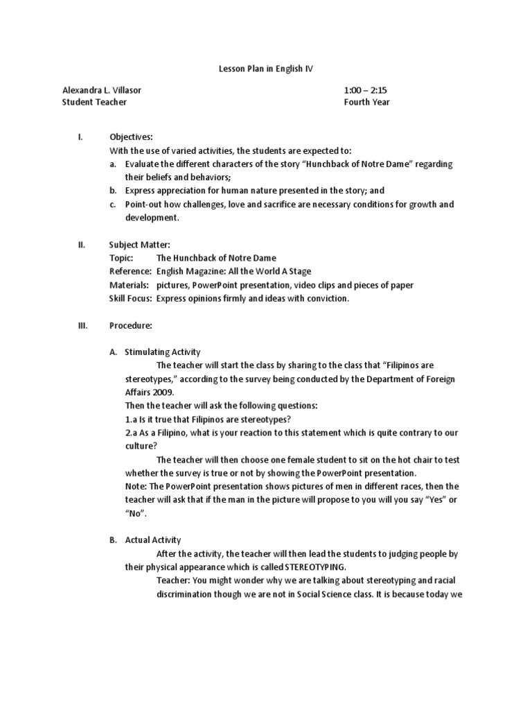 Lesson Plan ICT | PDF | Claude Frollo | Quasimodo