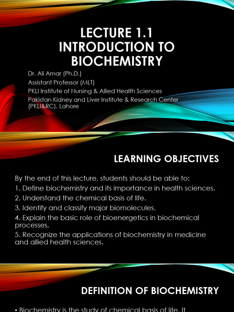 Lecture 1.1 - Intro To Biochem | PDF | Carbohydrates | Biochemistry