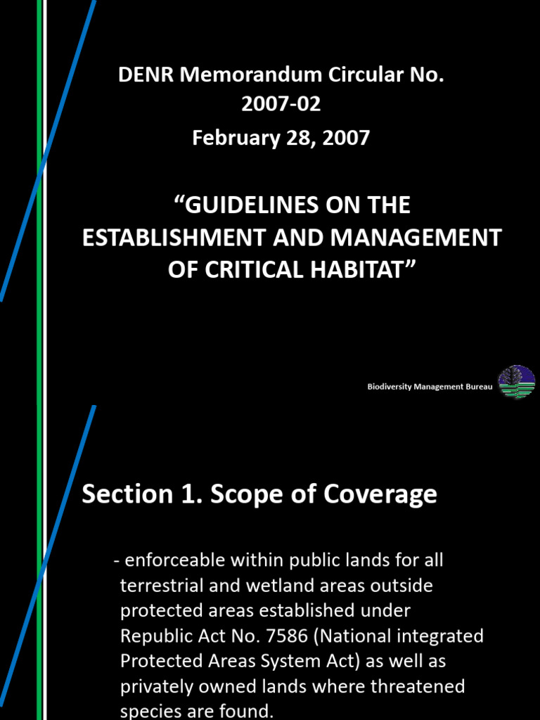 Guidelines For The Establishment of Critical Habitat | PDF ...