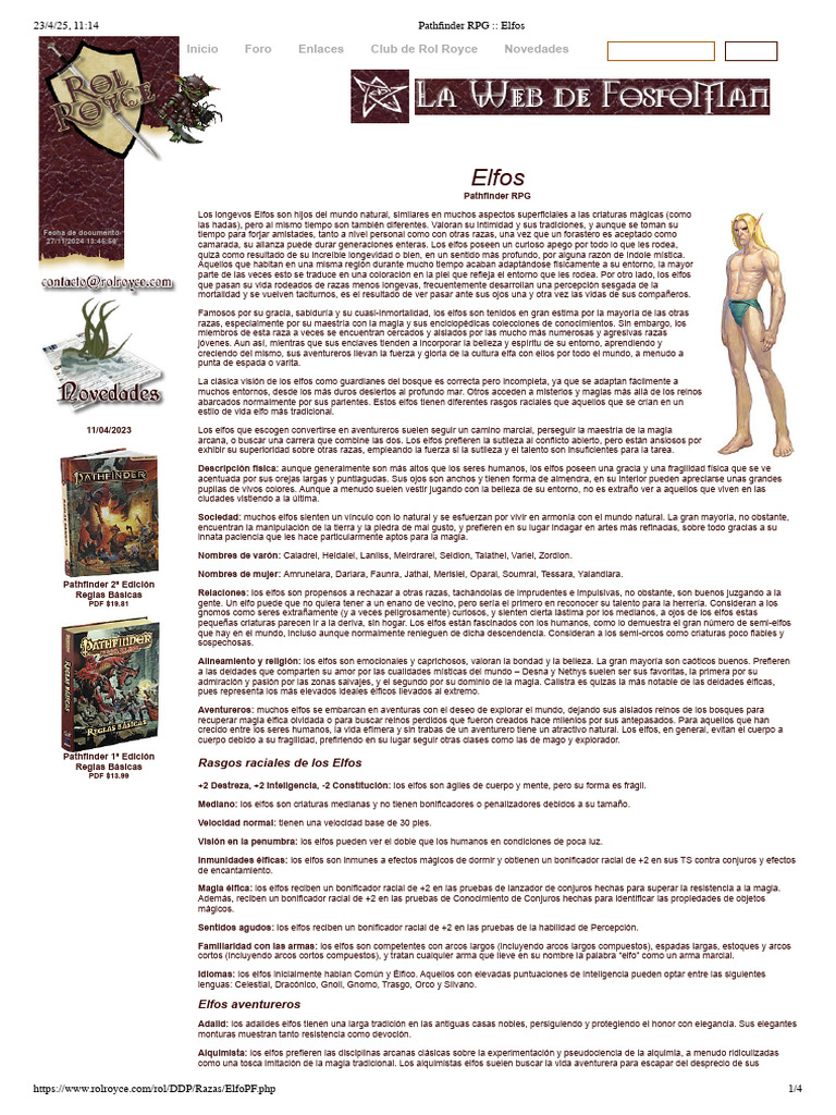 Elfos en Pathfinder RPG: Características y Roles | PDF | Duendes