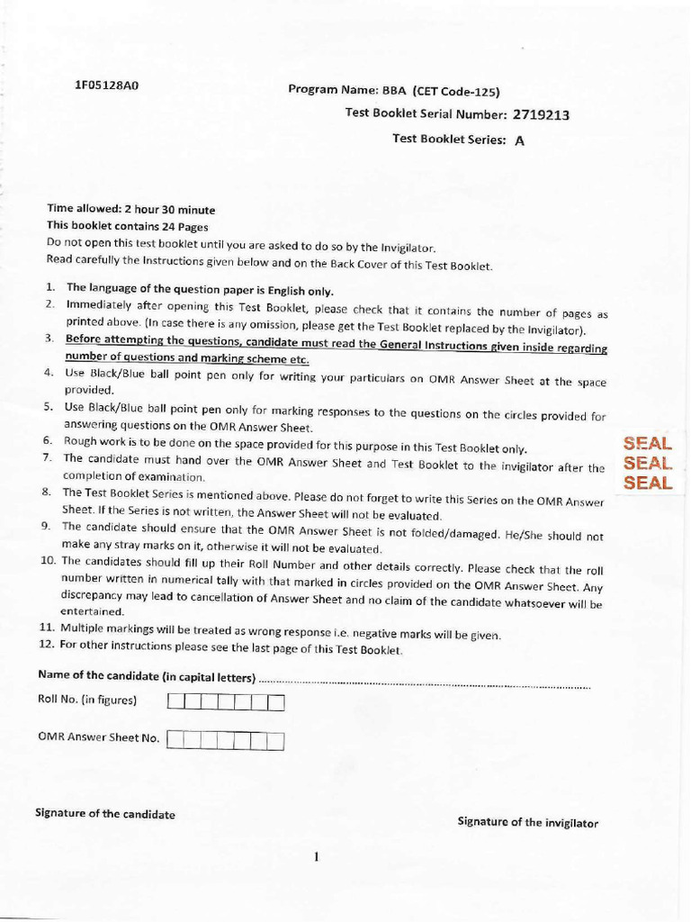 IPU CET BBA Paper 2023 | PDF