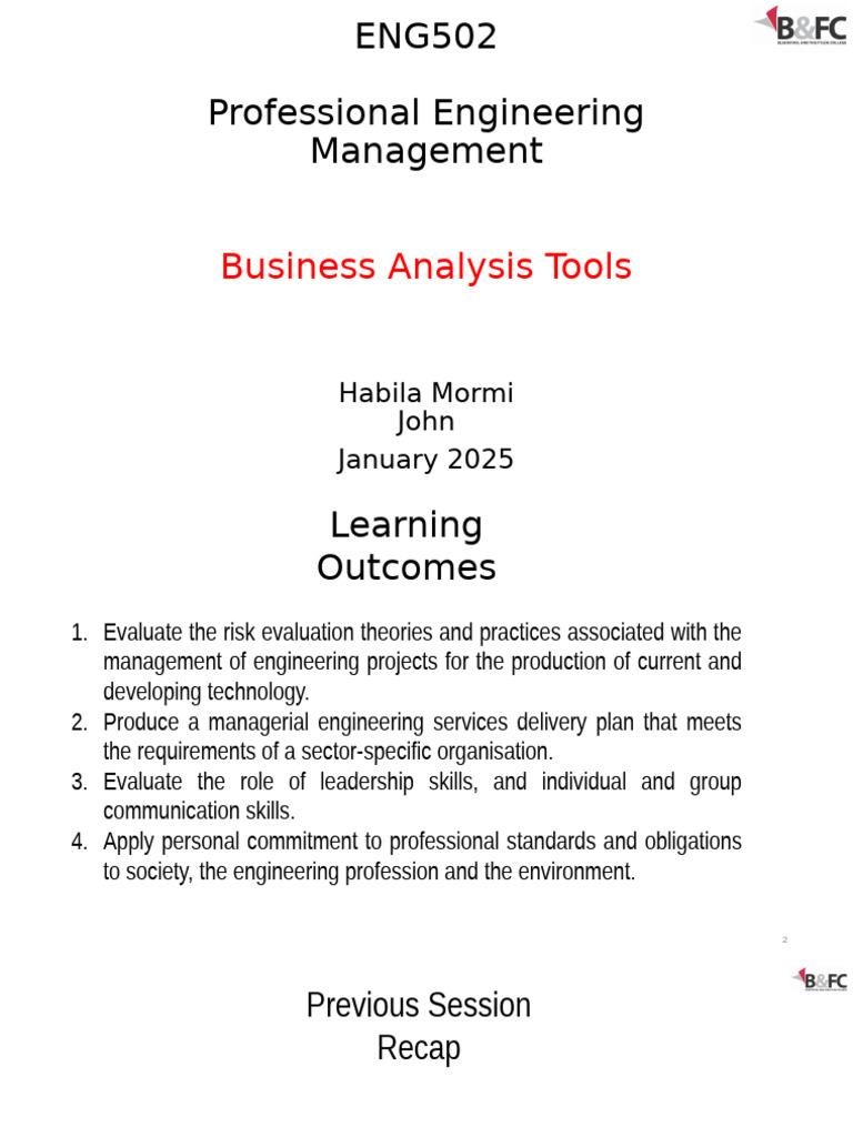 Business Analysis Tools for Engineering Management | PDF | Swot ...