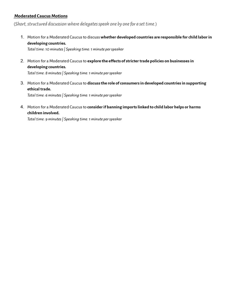9K - Moderated Caucus Motions | PDF