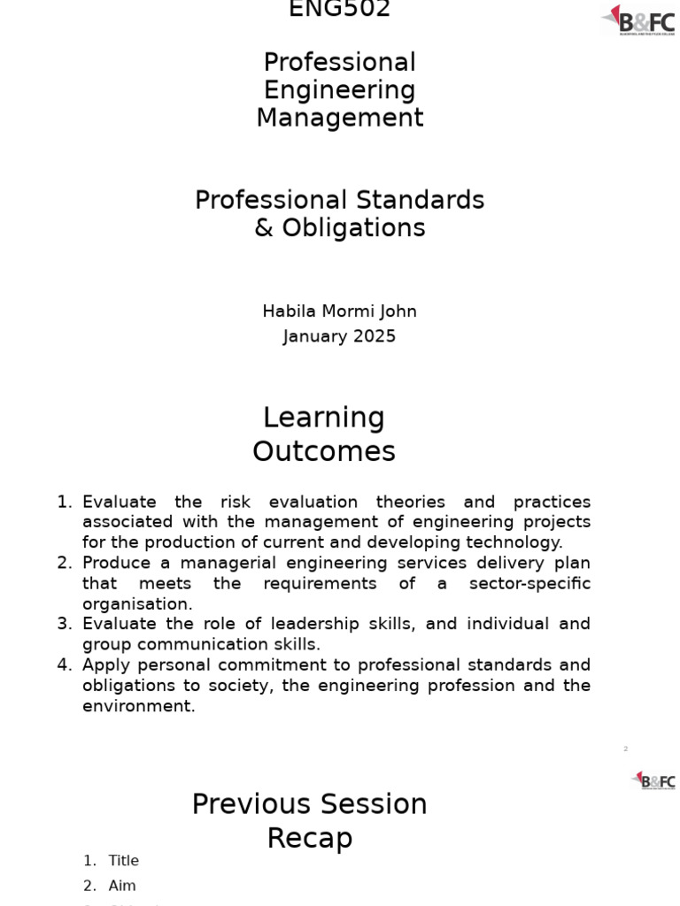 Week 8 - Professional Standards & Obligations | PDF | Leadership ...