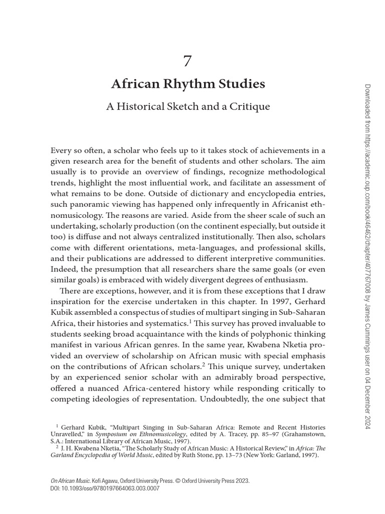 Agawu - African Rhythm Studies | PDF | Rhythm | Ethnography