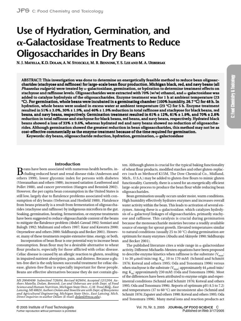 2006. Use of Hydration, Germination, and | PDF | Bean | Starch