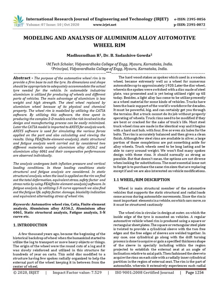 Irjet Modeling and Analysis of Aluminium | PDF | Deformation (Engineering) | Stress (Mechanics)