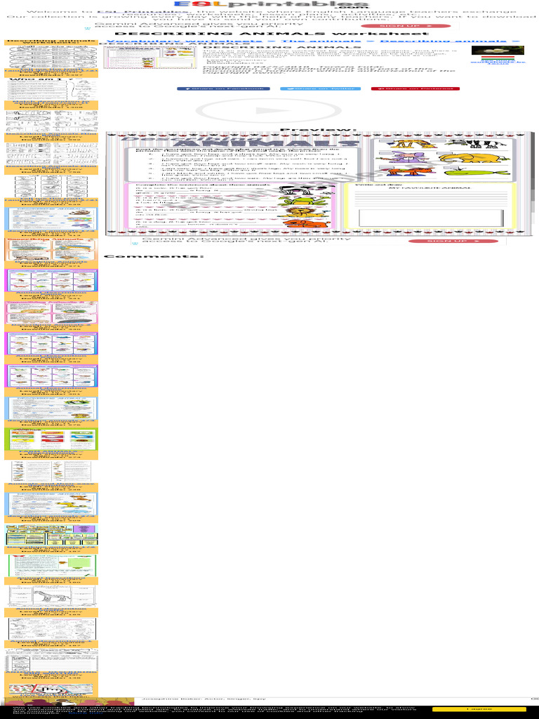 Describing Animals - Esl Worksheet by Tecus | PDF | Applied Linguistics ...