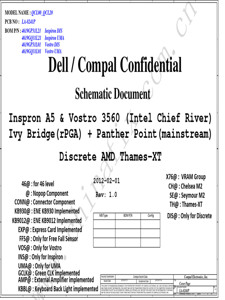 Compal LA-8241P Engineering Drawings | PDF | Computer Engineering | Computer Architecture