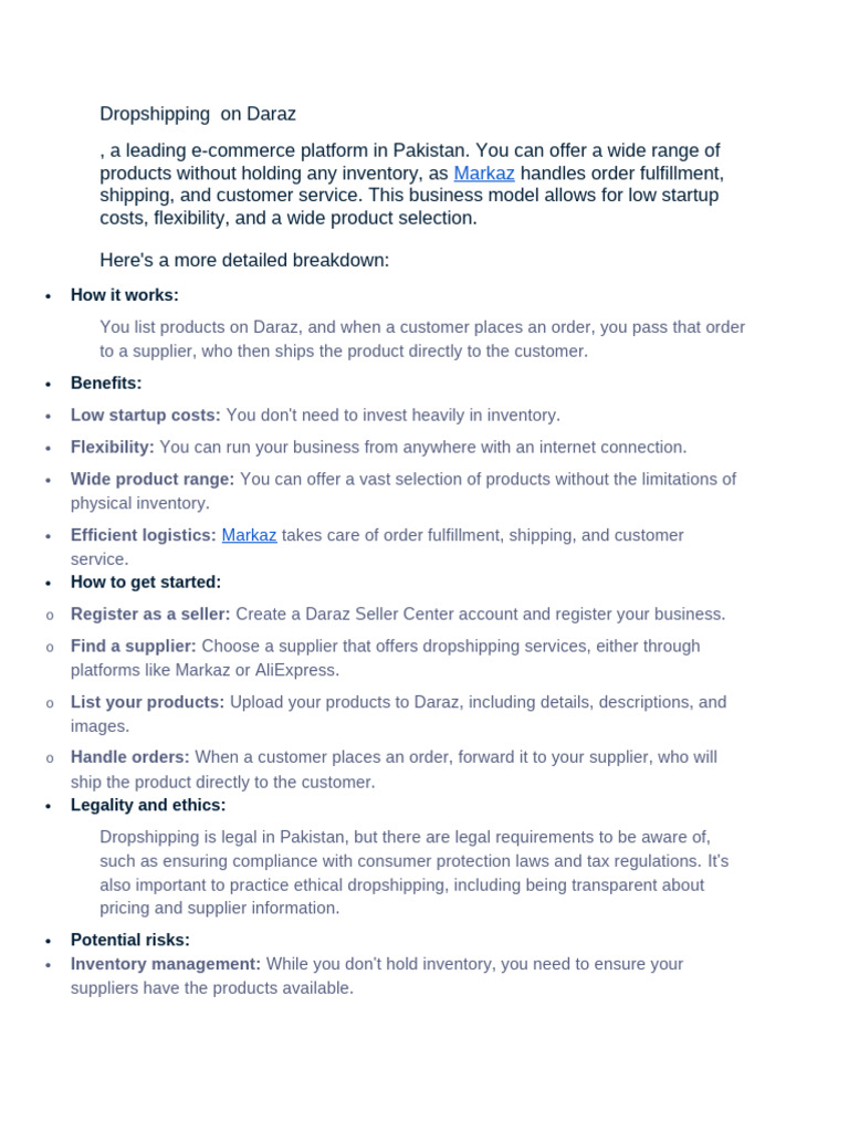 Drop Shipping On Daraz | PDF