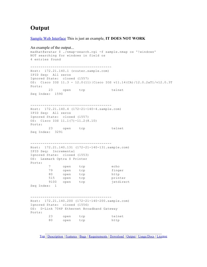Output: Sample Web Interface | PDF | Disclaimer | Copyright