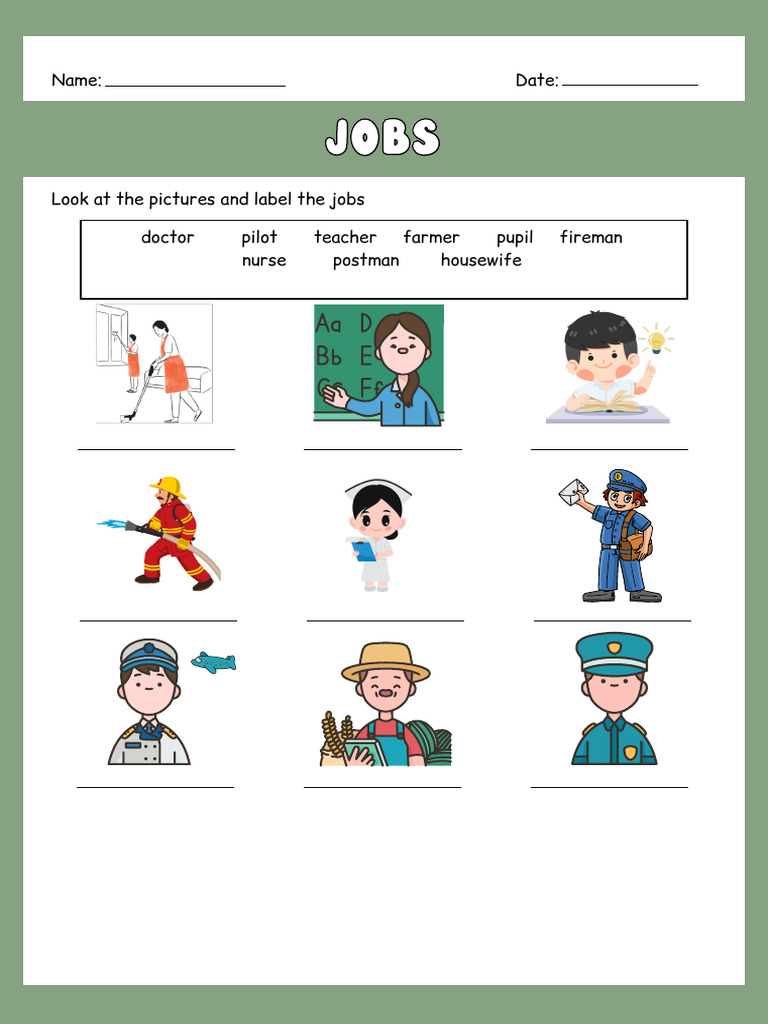 Colourful and Black and White Illustrative Jobs Worksheet EFL | PDF