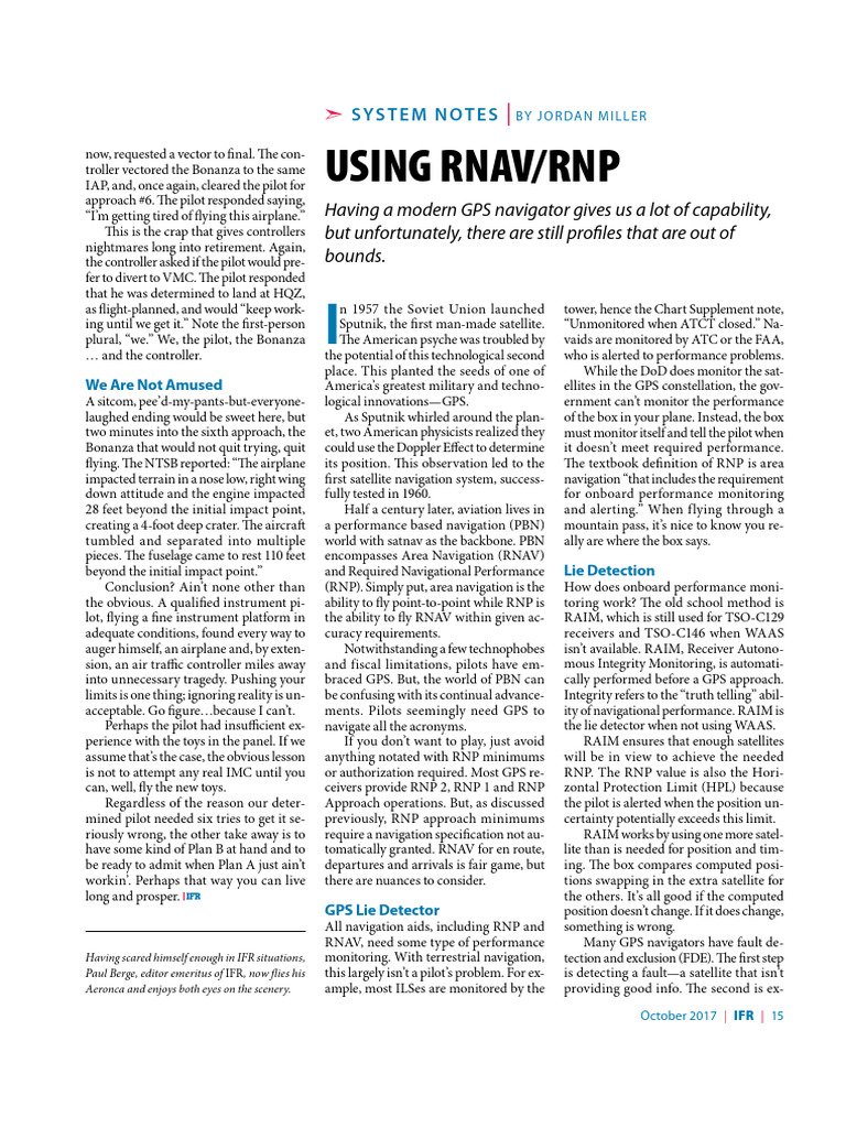 IFR Navigation: RNAV and RNP Insights | PDF | Instrument Flight Rules ...