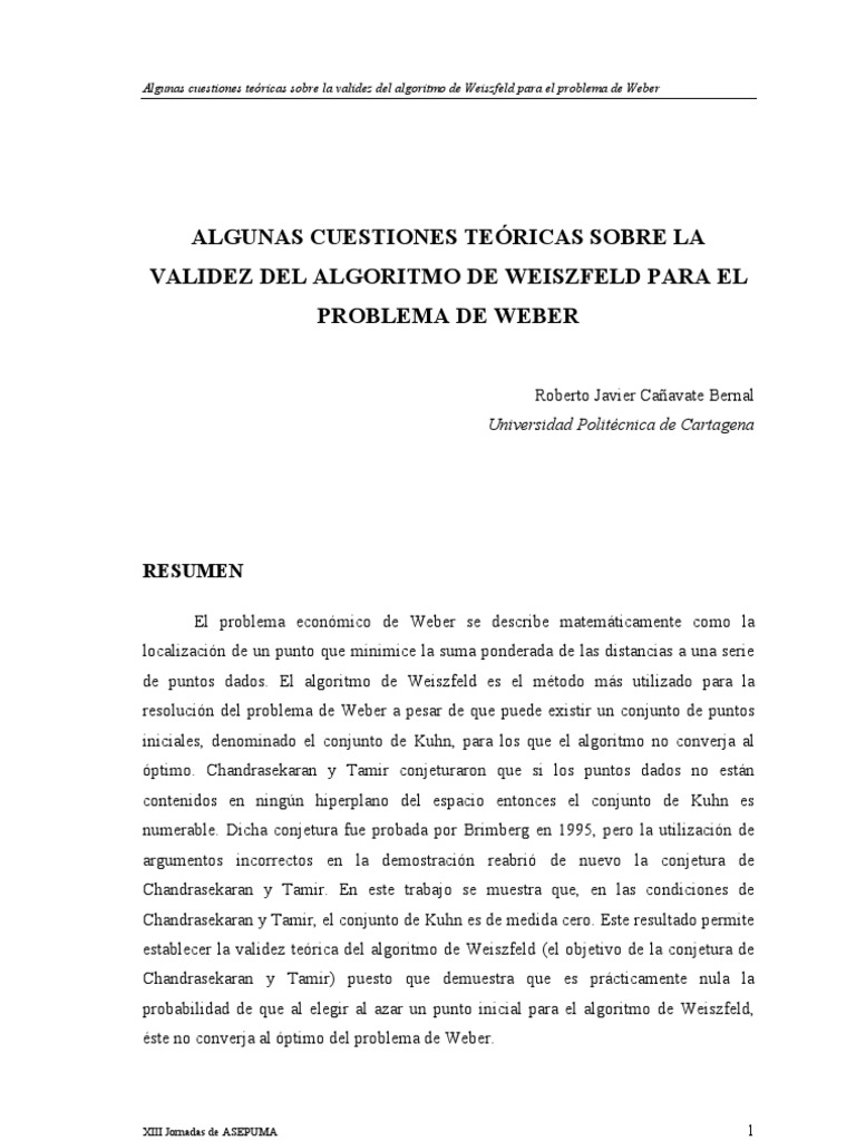 Algoritmo Weiszfeld | PDF | Prueba matemática | Función (Matemáticas)