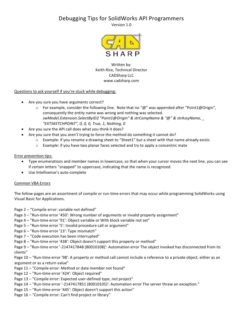 Debugging Tips For Solid Works API Programmers | PDF | Parameter (Computer Programming ...