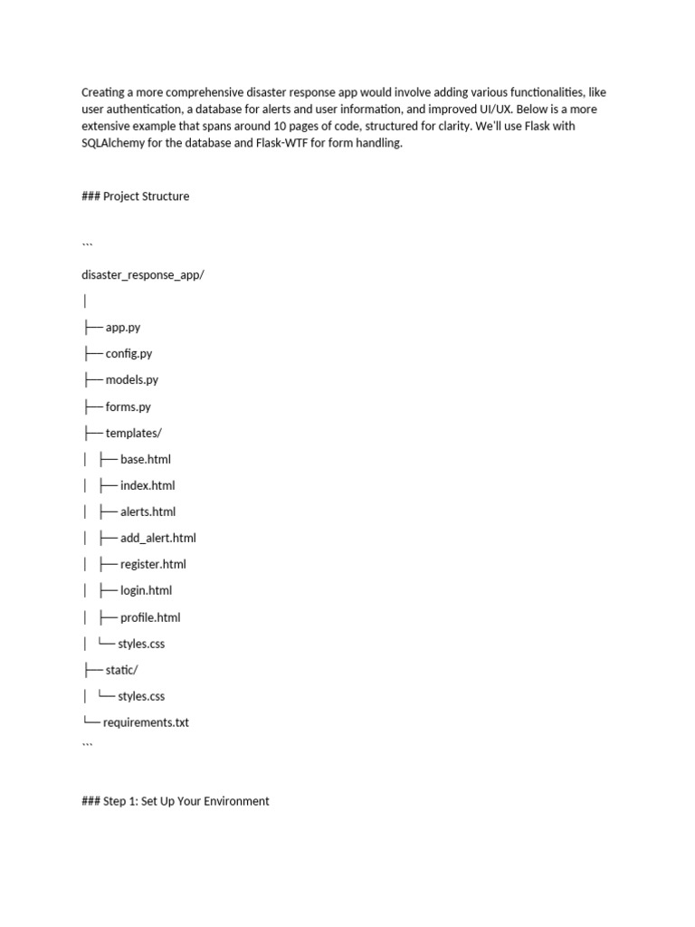 Creating a more comprehensive disaster response app would involve ...