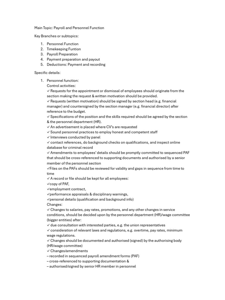 Payroll and Personnel Function | PDF | Payroll | Overtime