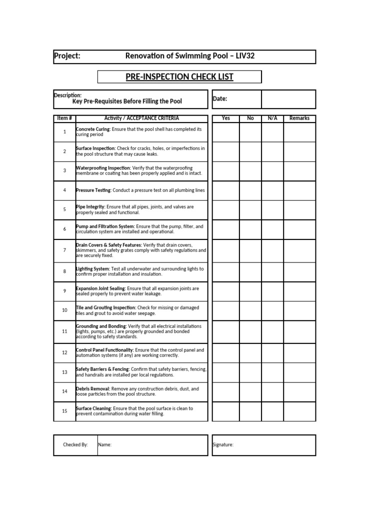 Inspection Checklist | PDF