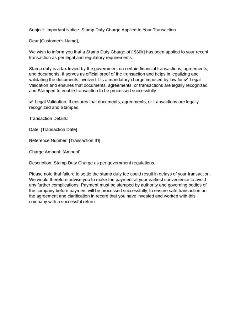 Stamp Duty Charge Notification | PDF