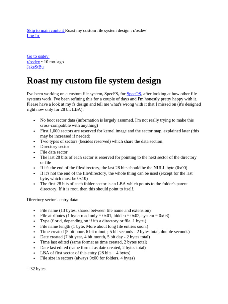 Custom File System Design Review | PDF | Computer File | File System