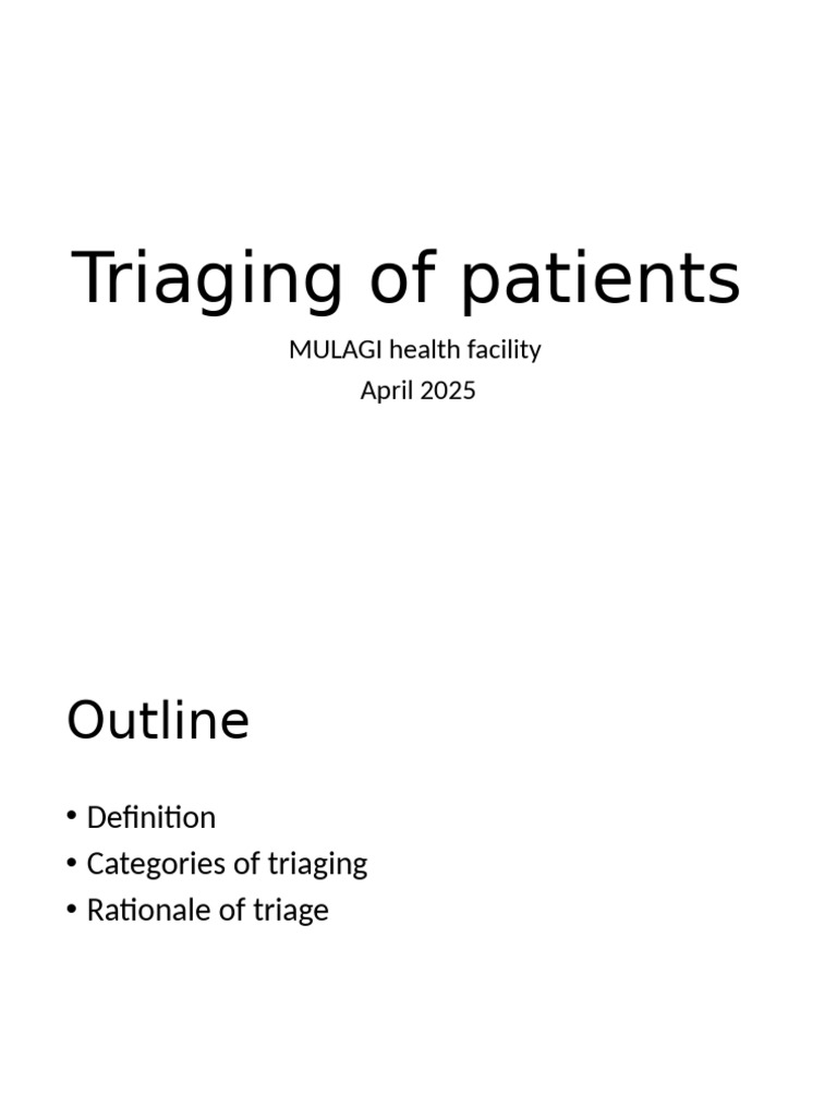 Patient Triaging at MULAGI Health Facility | PDF