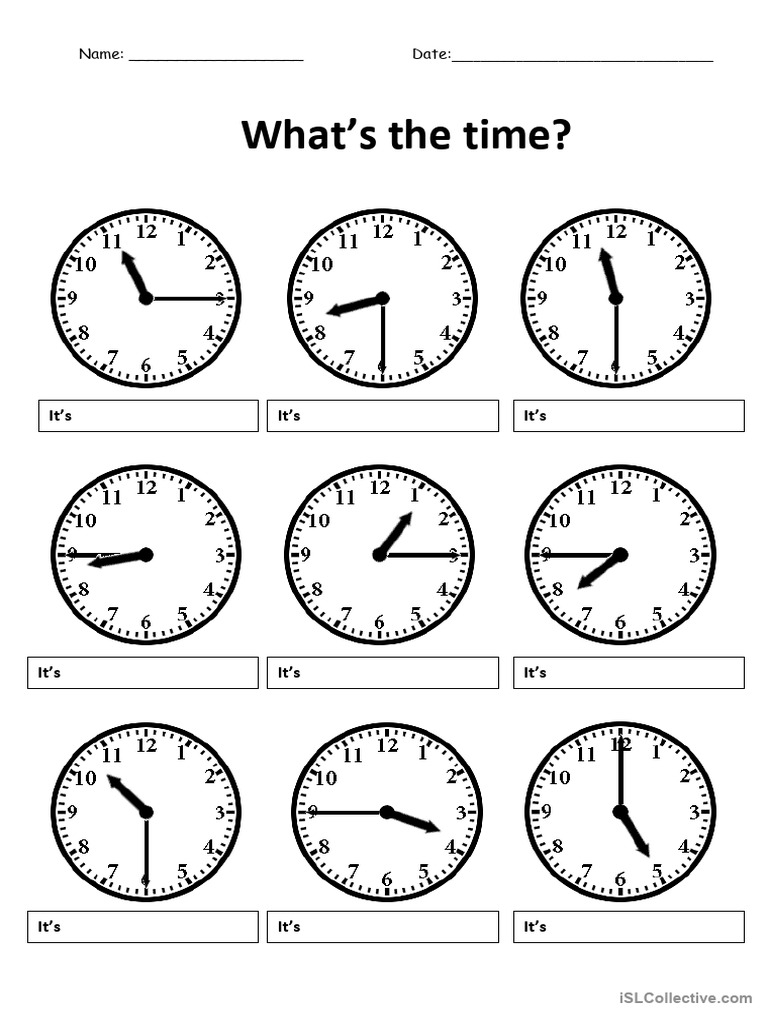 Telling The Time - Inclass | PDF