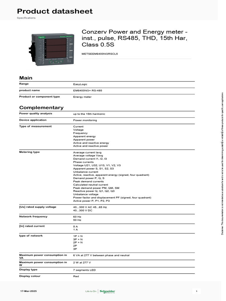 EM6400NG Energy Meter Overview | PDF | Ac Power | Alternating Current