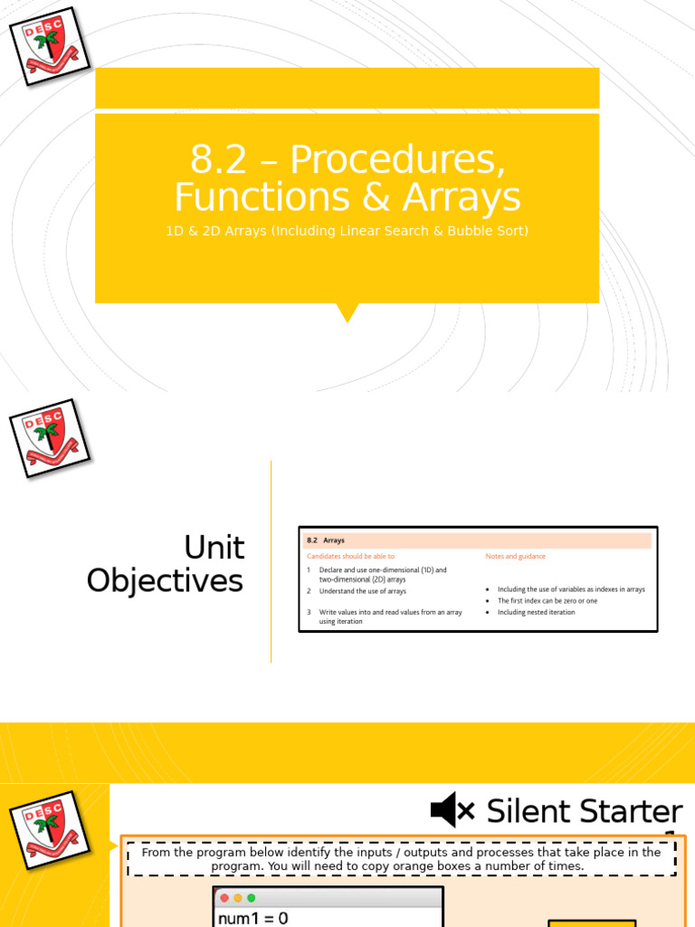 1. Python - Arrays, Procedures & Functions (Inc Linear & Bubble) - Student (2) | PDF ...